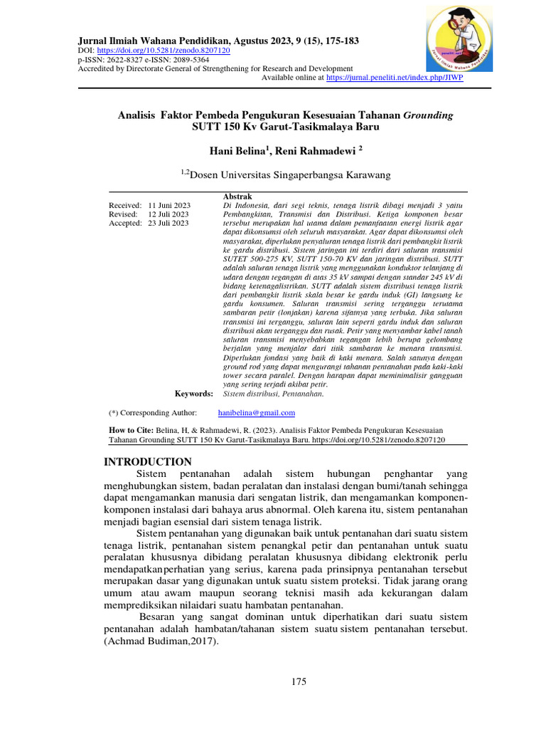 Faktor Pembeda Pengukuran Kesesuaian Tahanan Grounding | PDF | Sains ...