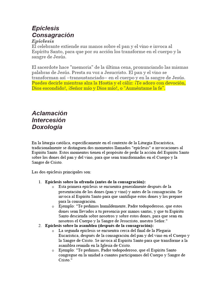 Epíclesis | PDF | eucaristía | Cristo (título)