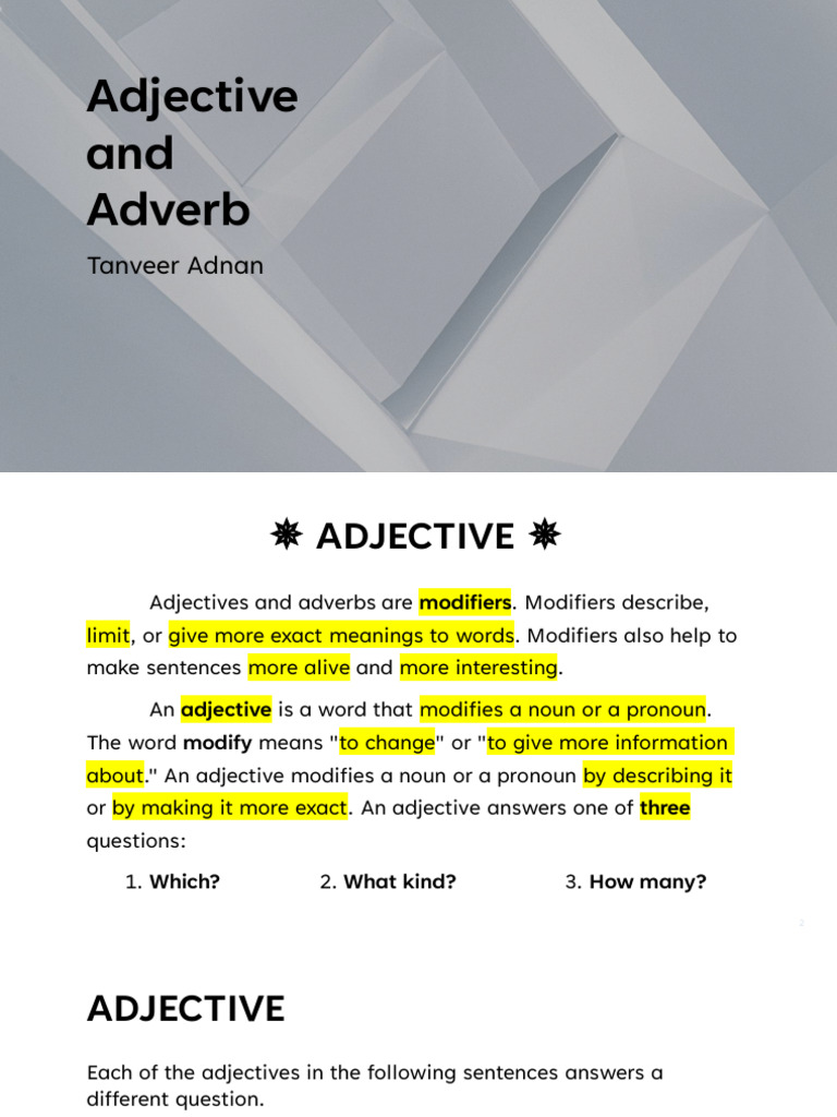 2 - Adjective and Adverb | PDF | Adverb | Adjective