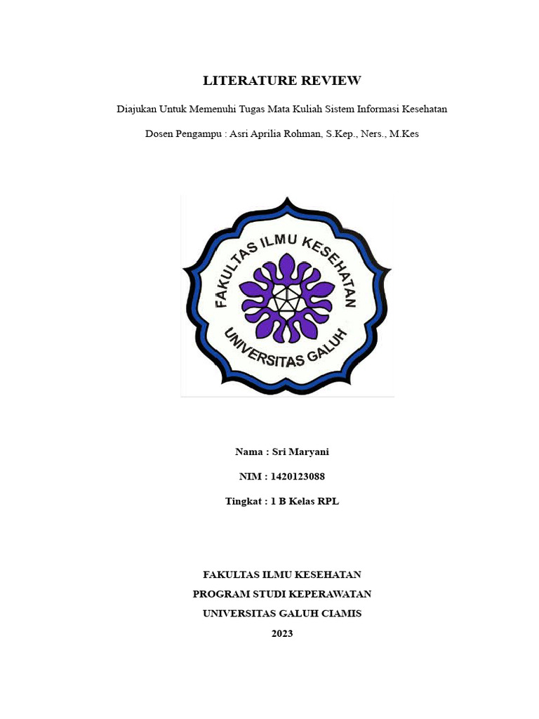 Literature Review Sri Maryani - 1B Kelas RPL | PDF | Nursing | Hospital