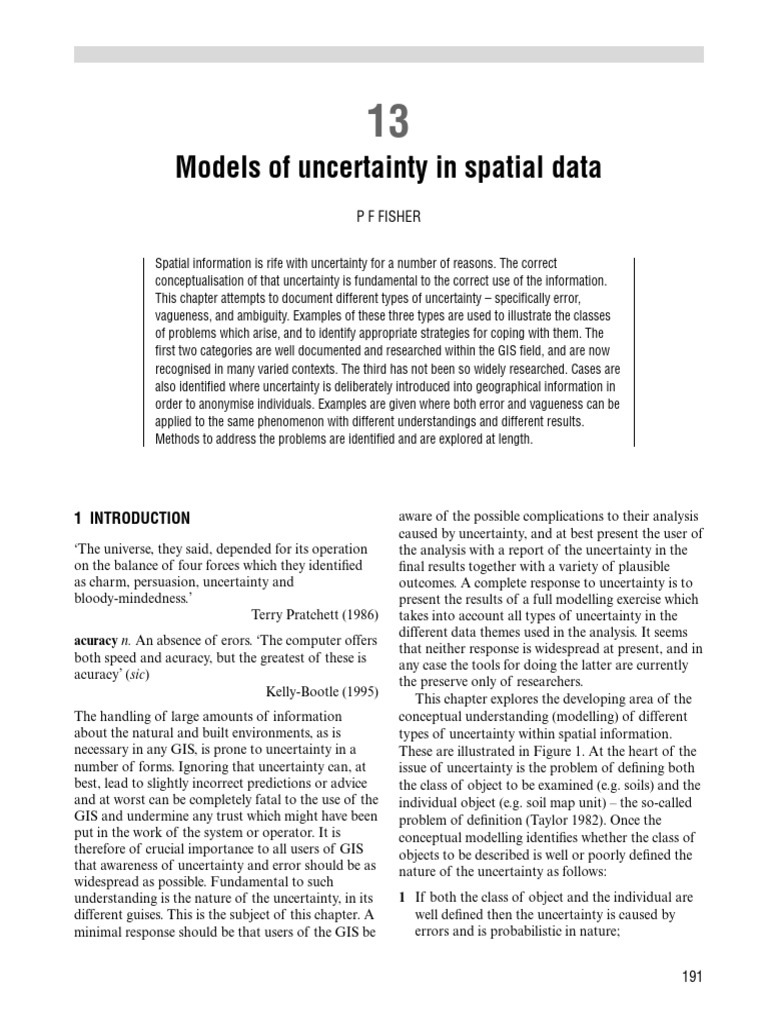 Models of Uncertainty in Spatial Data | PDF | Fuzzy Logic | Geographic ...