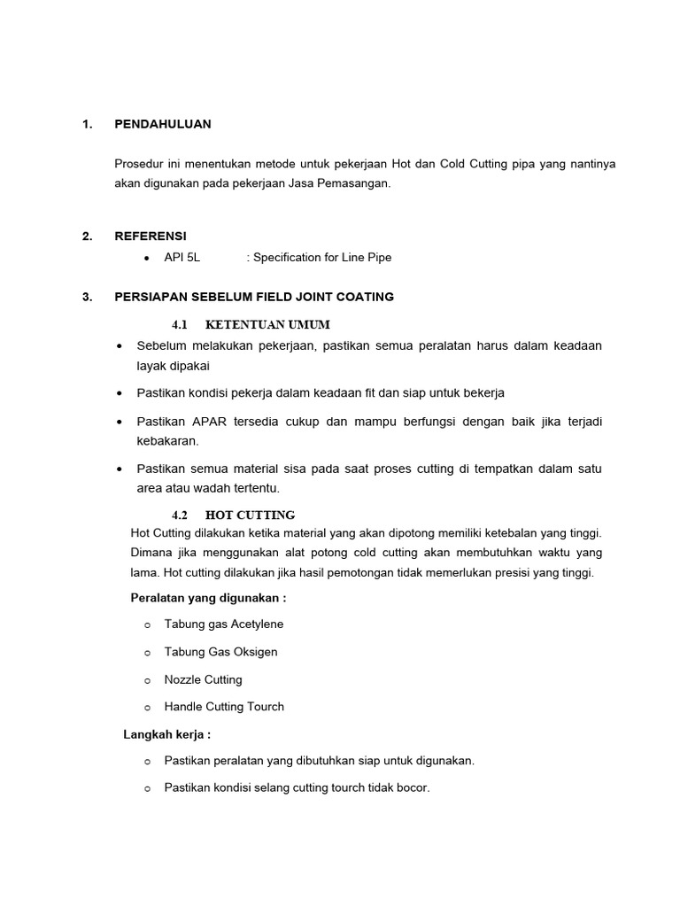 PROSEDUR HOT AND COLD CUTTING | PDF