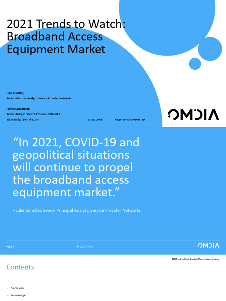 2021 Broadband Access Market Trends | PDF | Fiber To The X ...