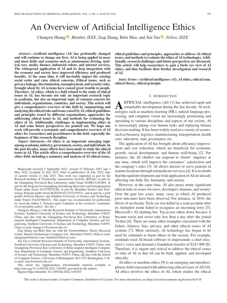 An Overview of Artificial Intelligence Ethics | PDF | Artificial ...