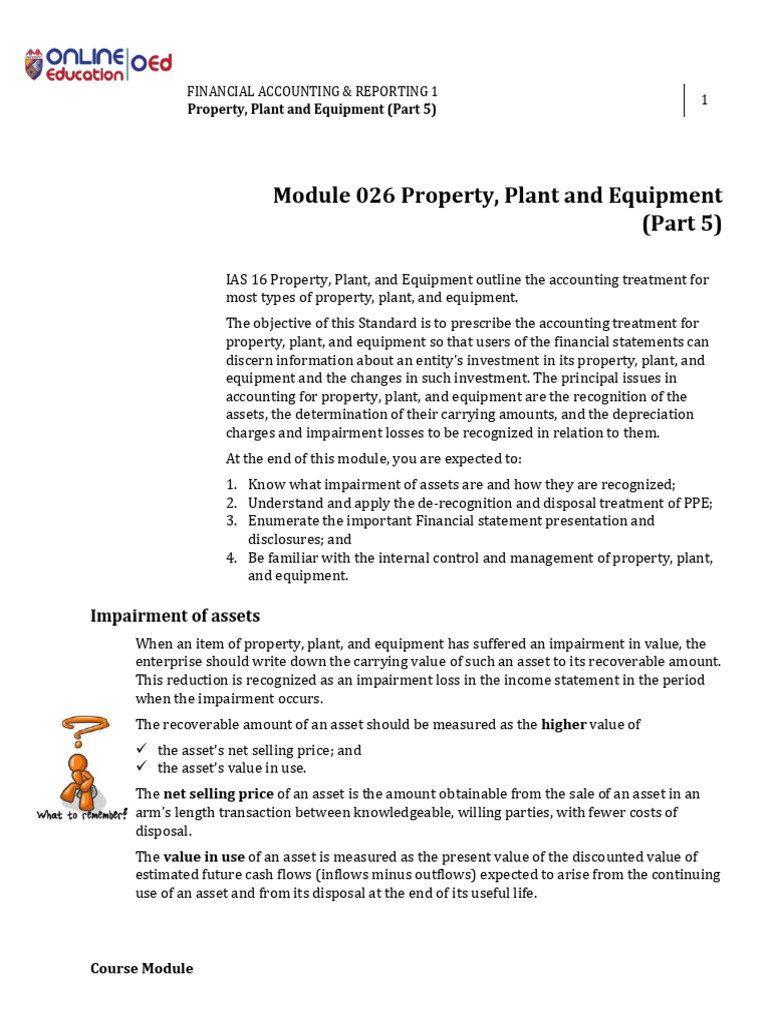 Accounting for Property, Plant, Equipment | PDF | Fixed Asset ...