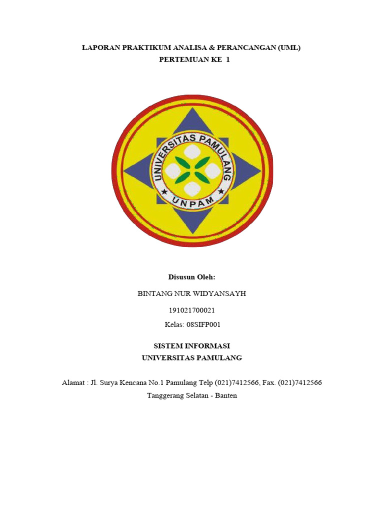 LAPORAN PRAKTIKUM PERTEMUAN 1 - Bintang Nur Widyansyah - 191021700021 | PDF