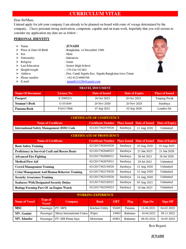 Cv. Junaidi | PDF | Water Transport | Shipping