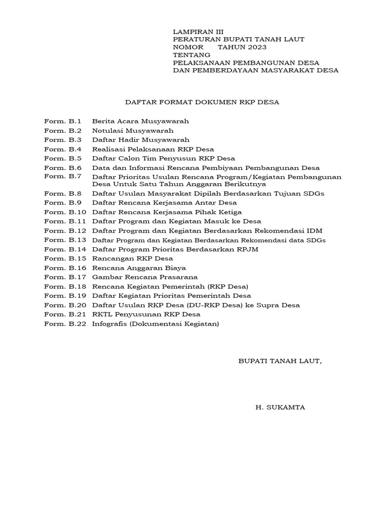 Format RKP Desa | PDF