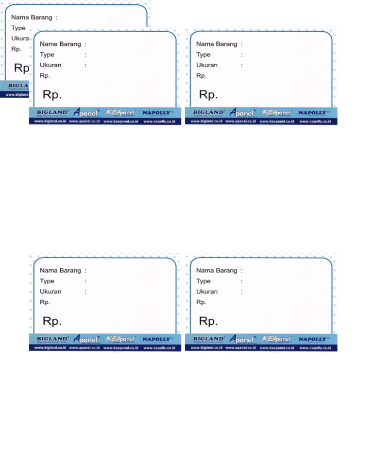 Label Harga Kosong Panel | PDF