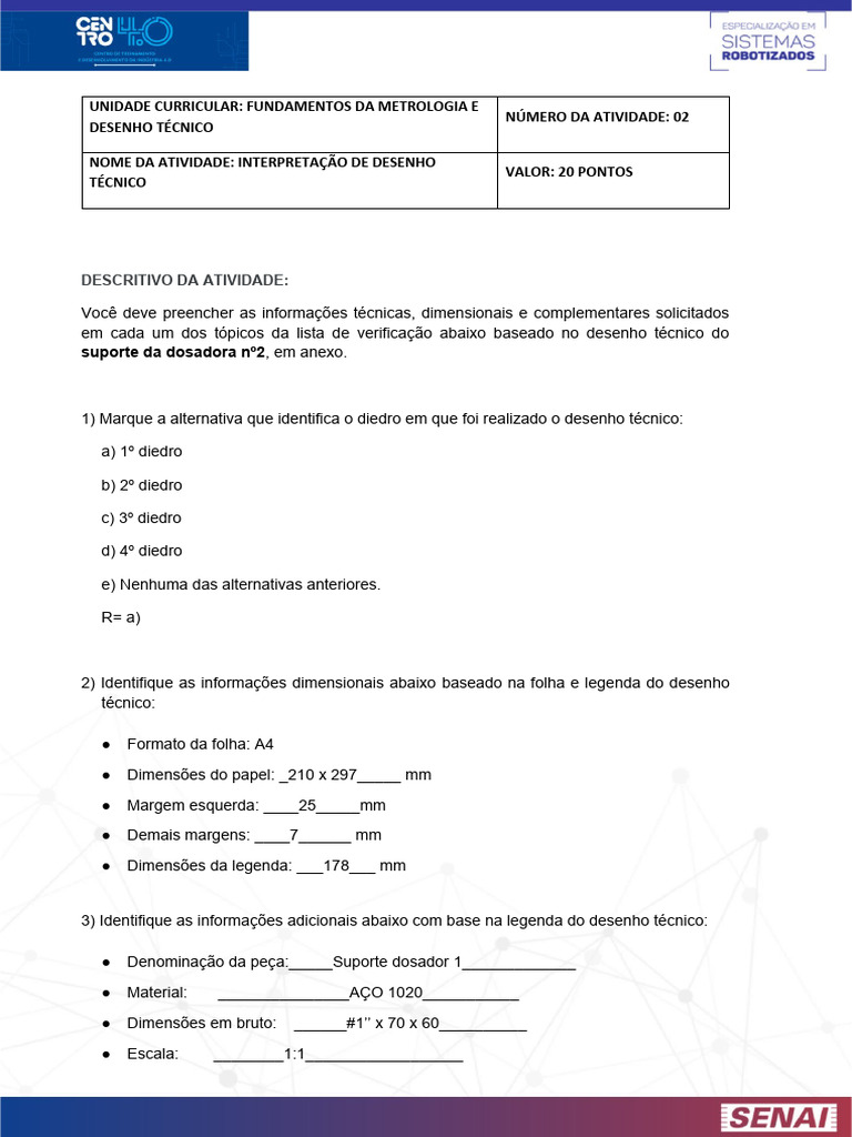 Atividade Ead 02 - Yuri - Gabriel - Santos - Brandao | PDF | Desenho técnico