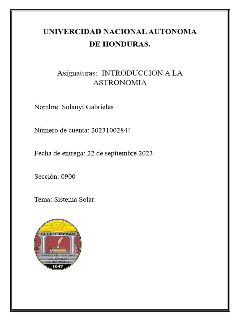 Gabrieles Solanyi U1T1a2 | PDF | Unidad Astronómica | Sistema solar