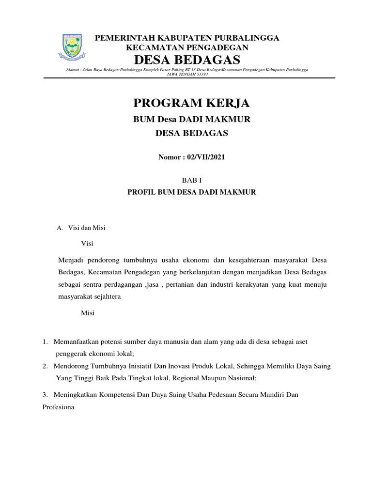 Contoh - Rencana Kerja | PDF