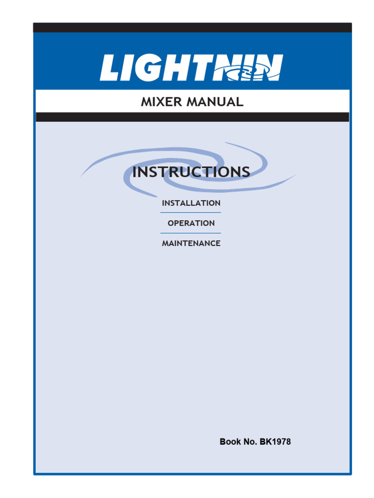 Mixer Manual Instructions Installation Operation Maintenance | PDF