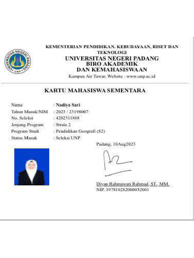 Kartu Tanda Mahasiswa (KTM) | PDF