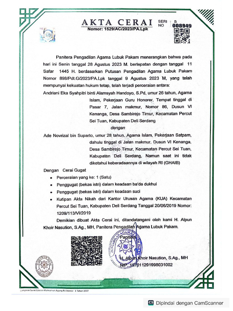 Akte Cerai | PDF