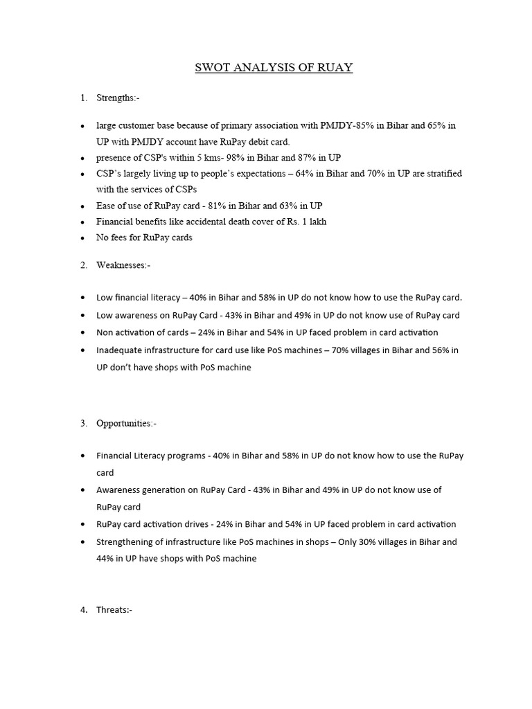 Swot Analysis - Rupay and Mastercard | PDF | Master Card | Private Sector