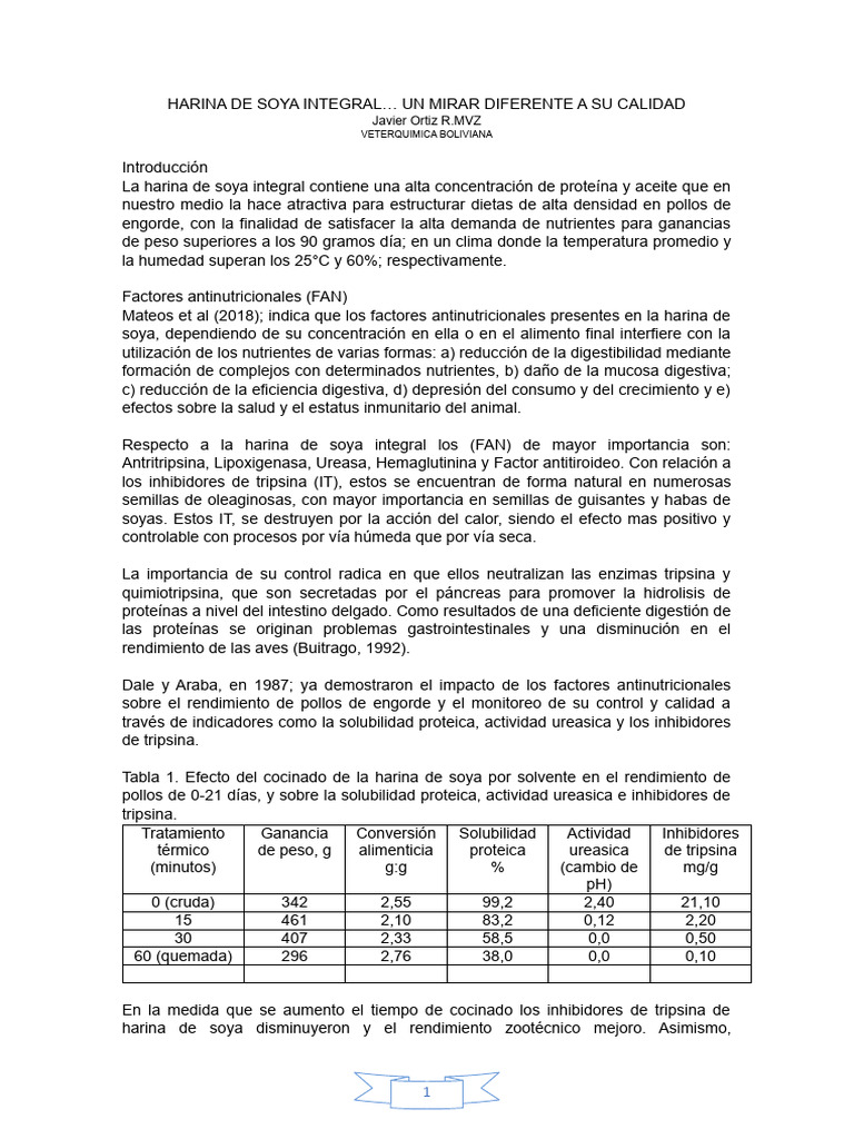 Harina de Soya Integral-Calidad VQ2023 | PDF | Digestión | Química