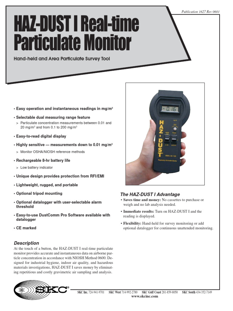 HAZ DUST I Real Time Particulate Monitor | PDF | Occupational Hygiene ...