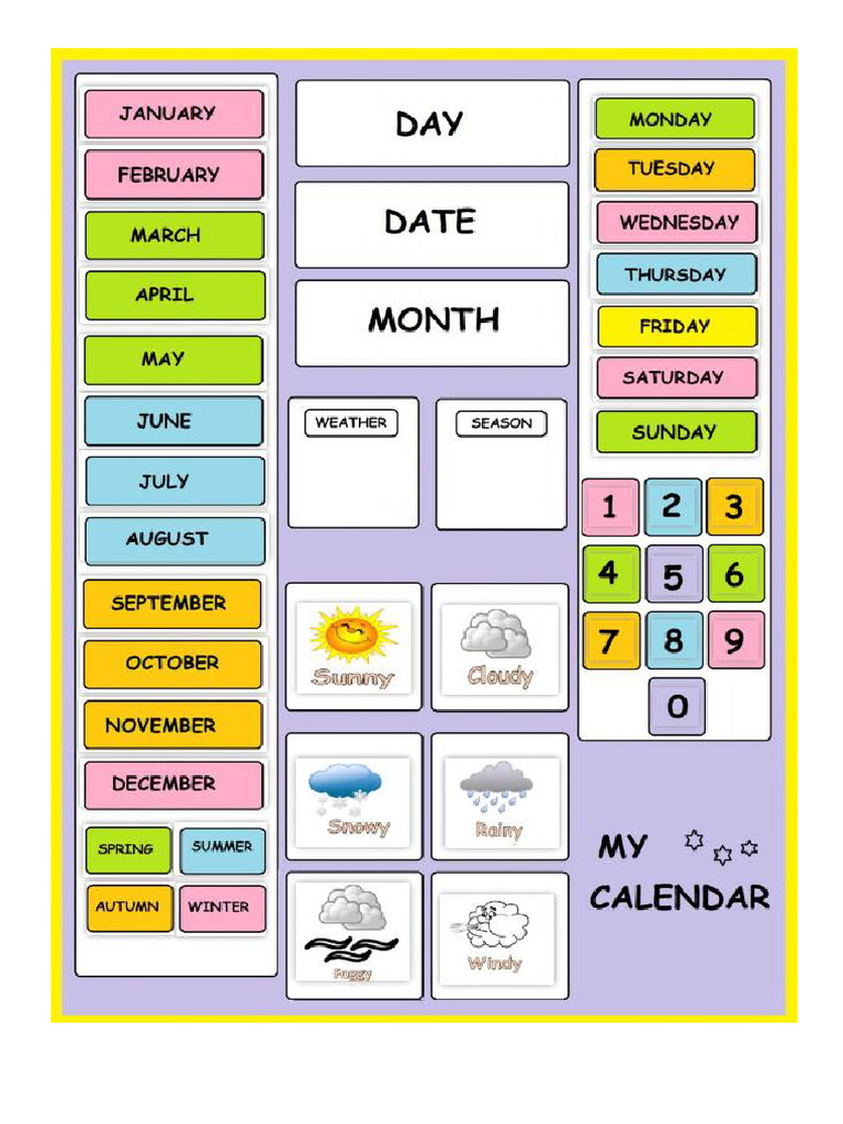 Date, Day, Month, Weather Exercise | PDF