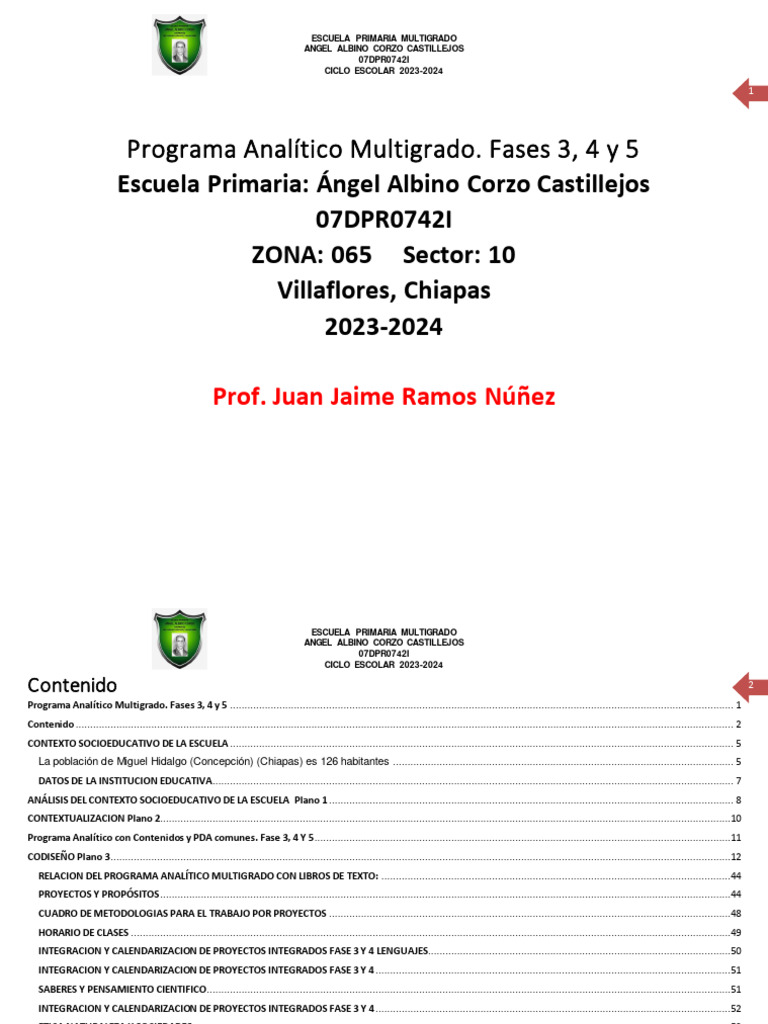 Programa Multigrado 2023-2024 Chiapas | PDF | Adverbio | Educación de la primera infancia