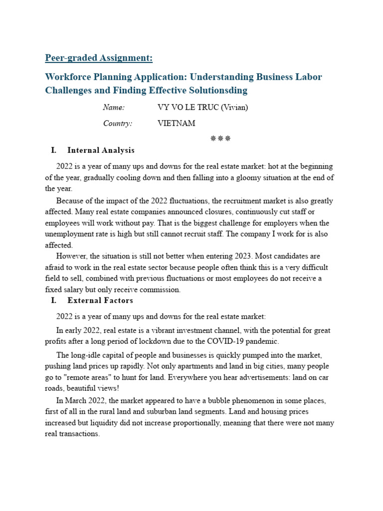 (Couresa) Peer-Graded Assignment | PDF | Employment | Organizational Culture