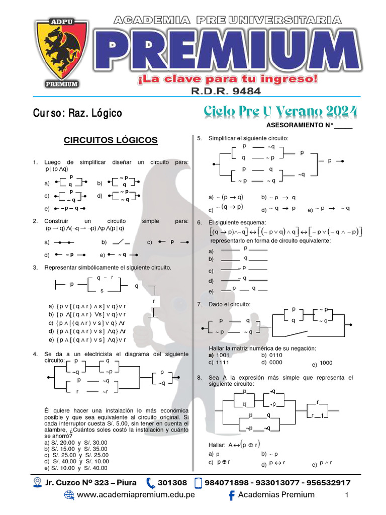 Raz Log-Pre U-Ver24-Ases-09 Circuitos Logicos I | PDF