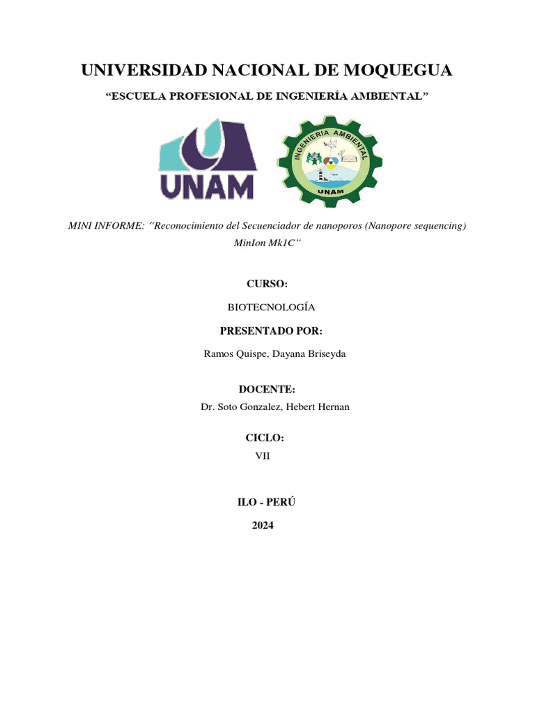 “Reconocimiento del Secuenciador de nanoporos (Nanopore sequencing ...