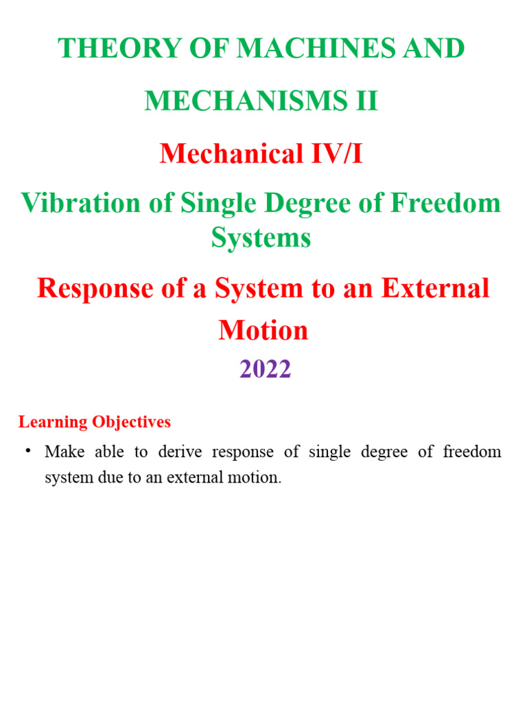 Response of SDOF Systems to External Motion | PDF | Applied Mathematics ...