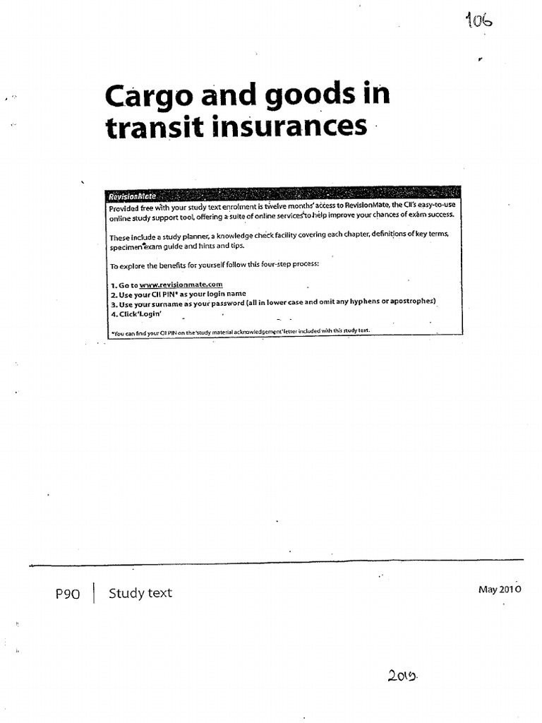 Cargo and Goods in Transit Insurance - 106 | PDF