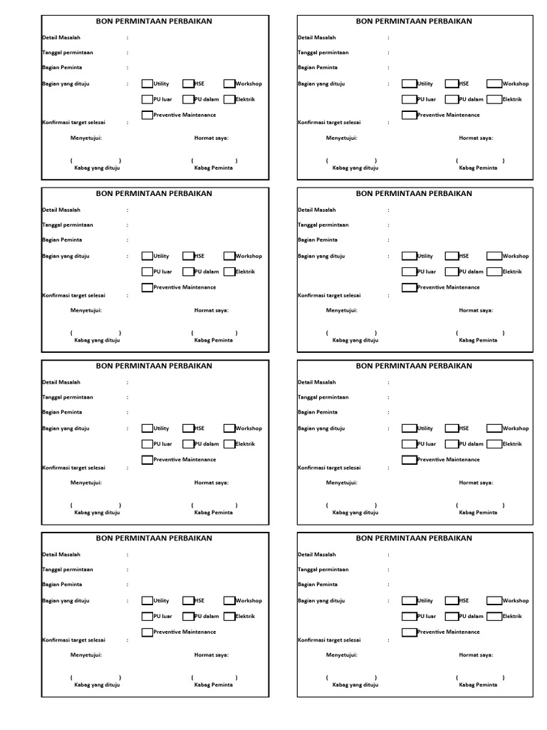 Form Permintaan Perbaikan | PDF