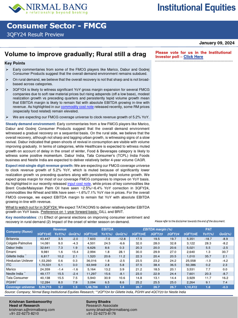 Nirmal_Bang_Result_Update_on_Consumer_Sector_–_FMCG_Volume_to_improve | PDF | Stocks ...
