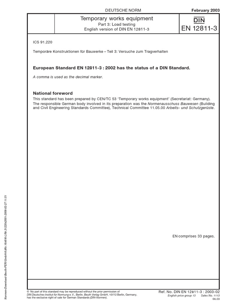 EN 12811-3: Load Testing Standard | PDF