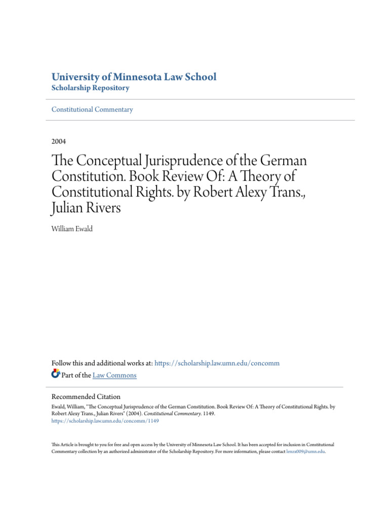 The Conceptual Jurisprudence of The German Constitution. Book Rev | PDF ...