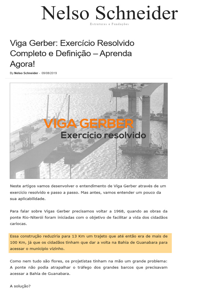 Viga Gerber_ Exercício Resolvido Completo e Definição - Aprenda Agora ... Viga Gerber_ Exercício Resolvido Completo e Definição - Aprenda Agora ...