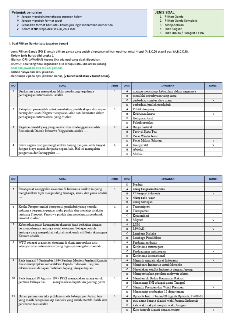 Template Soal PAS | PDF