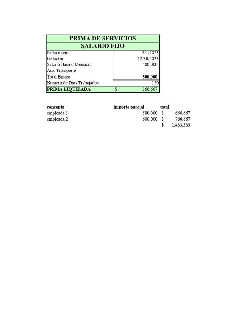 Prima de Servicio | PDF