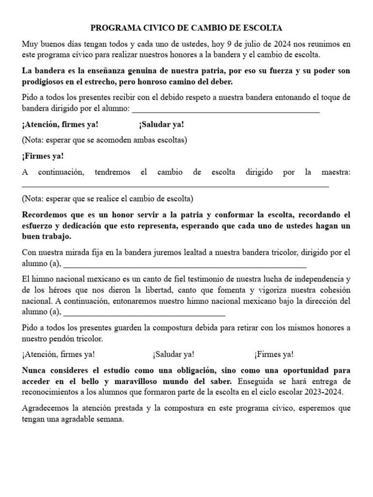 Programa Civico de Cambio de Escolta | PDF