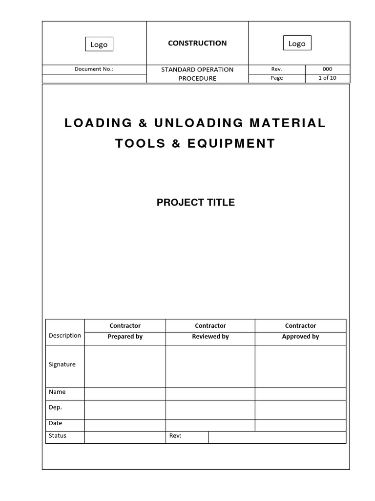 Loading Unloading Material, Tools & Equipment | PDF