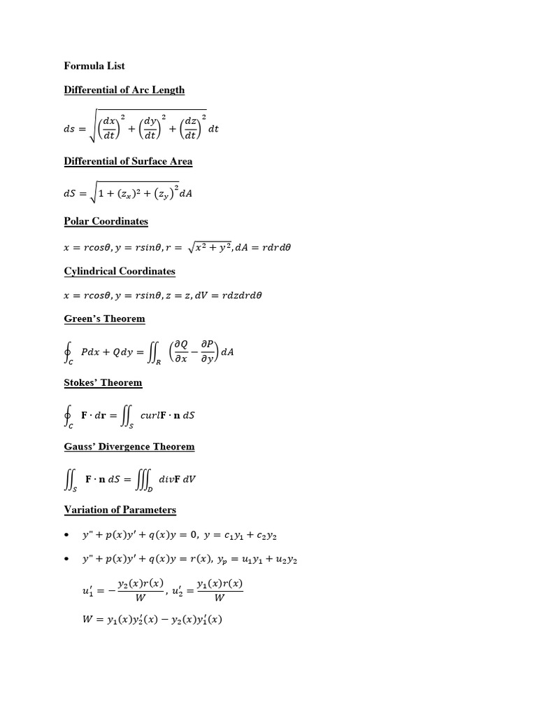 Formula List Jan 2024 | PDF