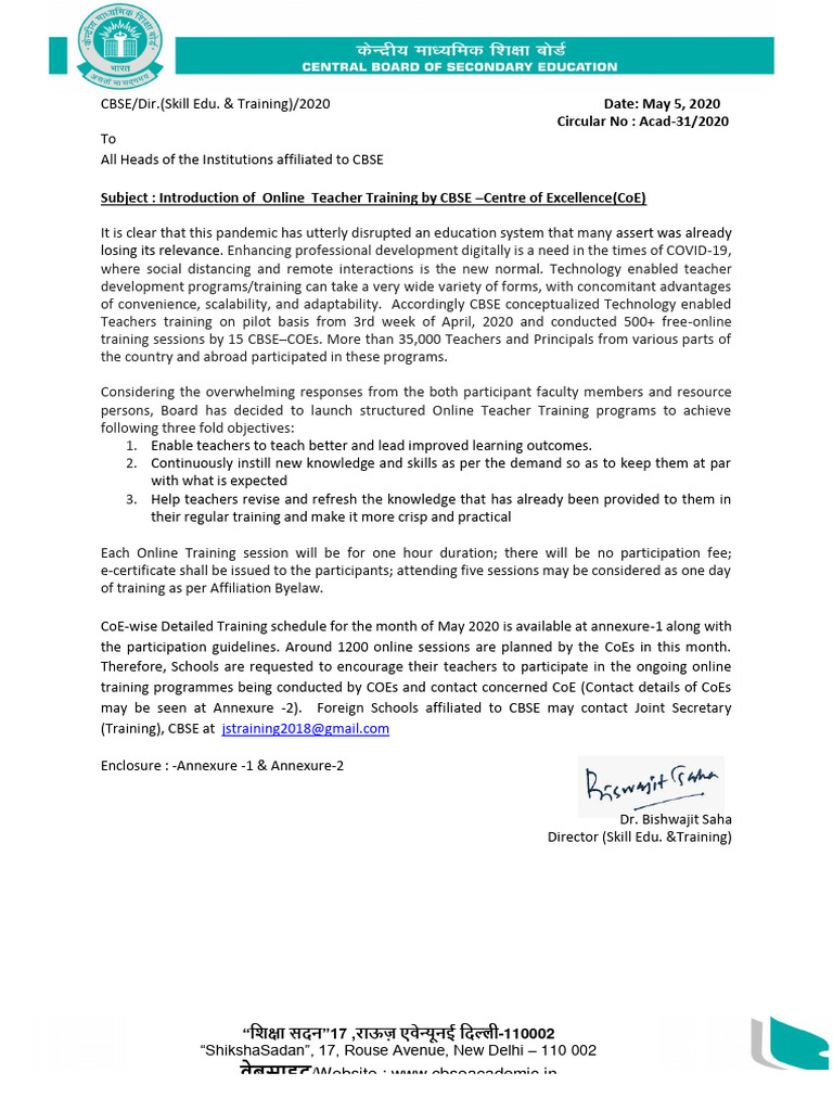 CBSE Online Teacher Training Program | PDF | Educational Technology ...