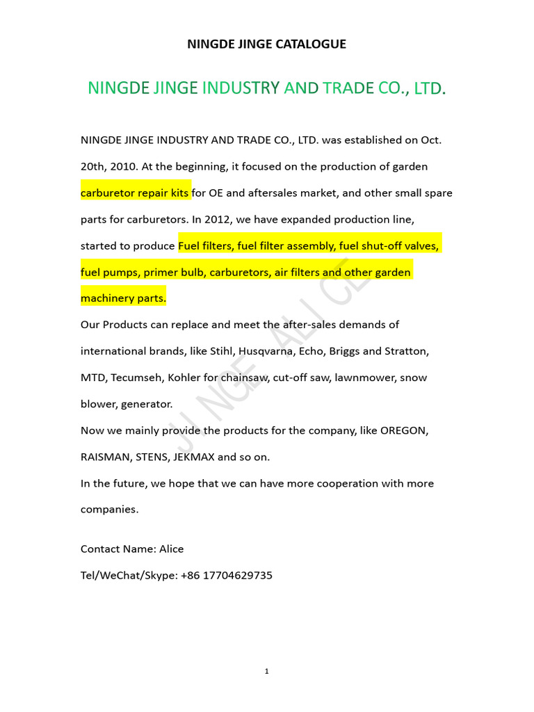 Jinge Catalog | PDF | Engines