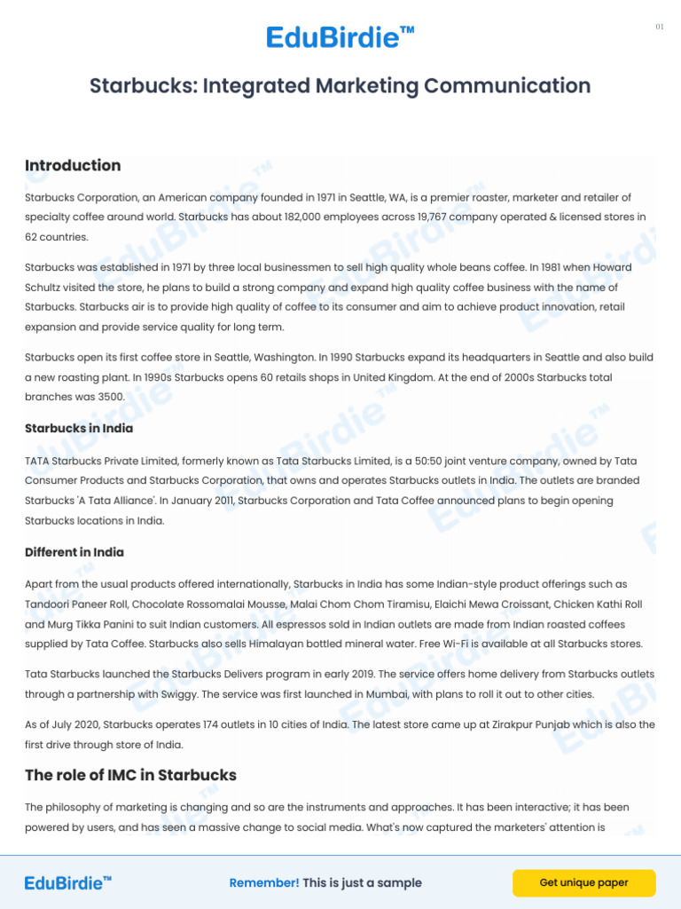 Starbucks Integrated Marketing Communication | Download Free PDF ...