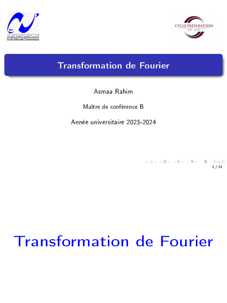 Introduction à la Transformée de Fourier | PDF | Analyse mathématique ...