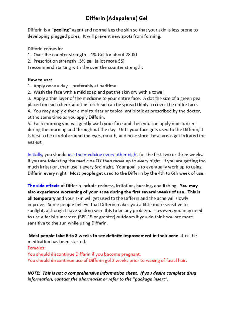 Differin Gel: Usage and Benefits Guide | PDF