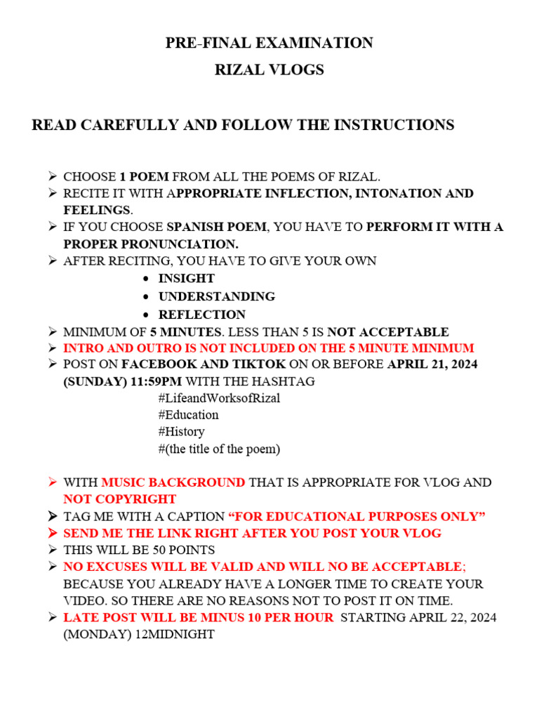 Rizal Pre Final Examination | PDF | Human Communication