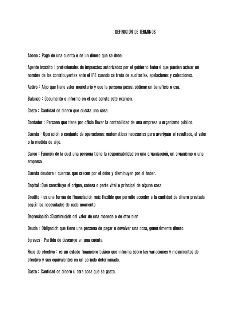 GESTIÓN CONTABLE GLOSARIO l | Descargar gratis PDF | Contabilidad | Dinero