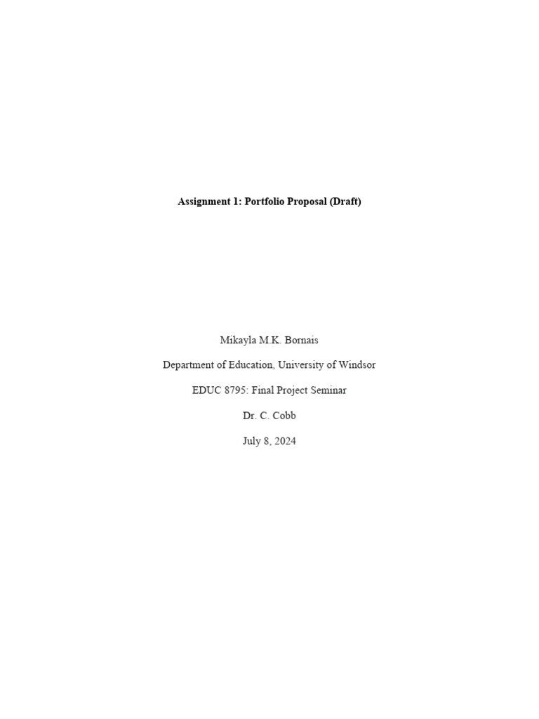 A1 - Portfolio Proposal (Bornais) | PDF | English As A Second Or ...