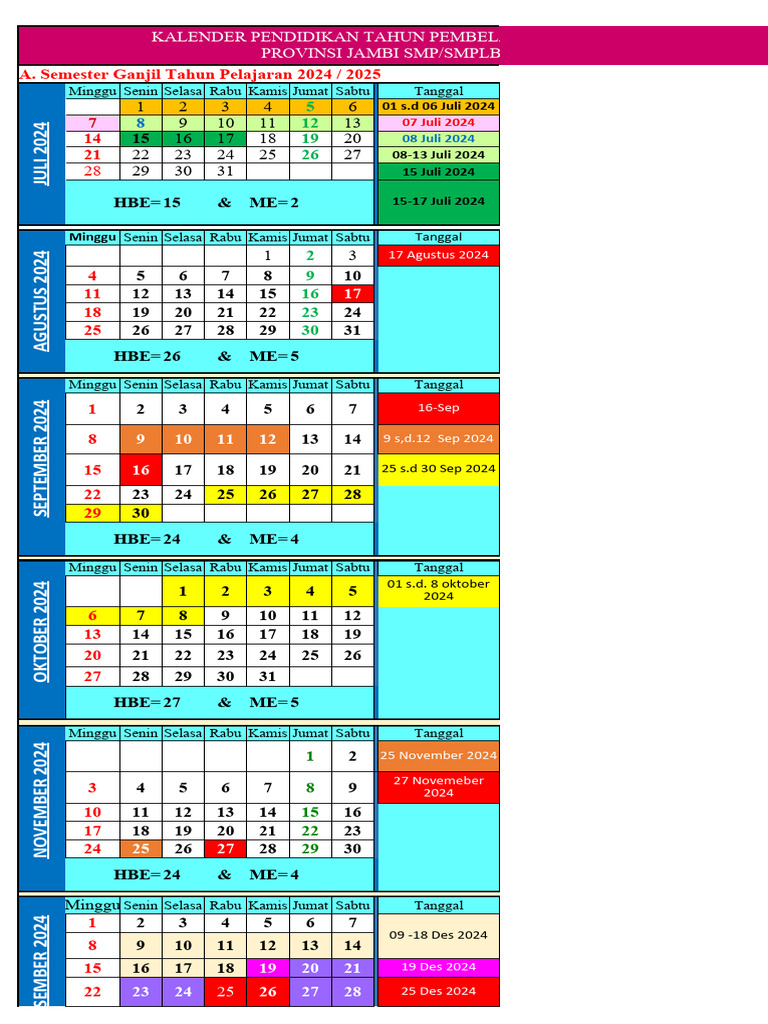Kalender Pendidikan SMP 2024/2025 | PDF