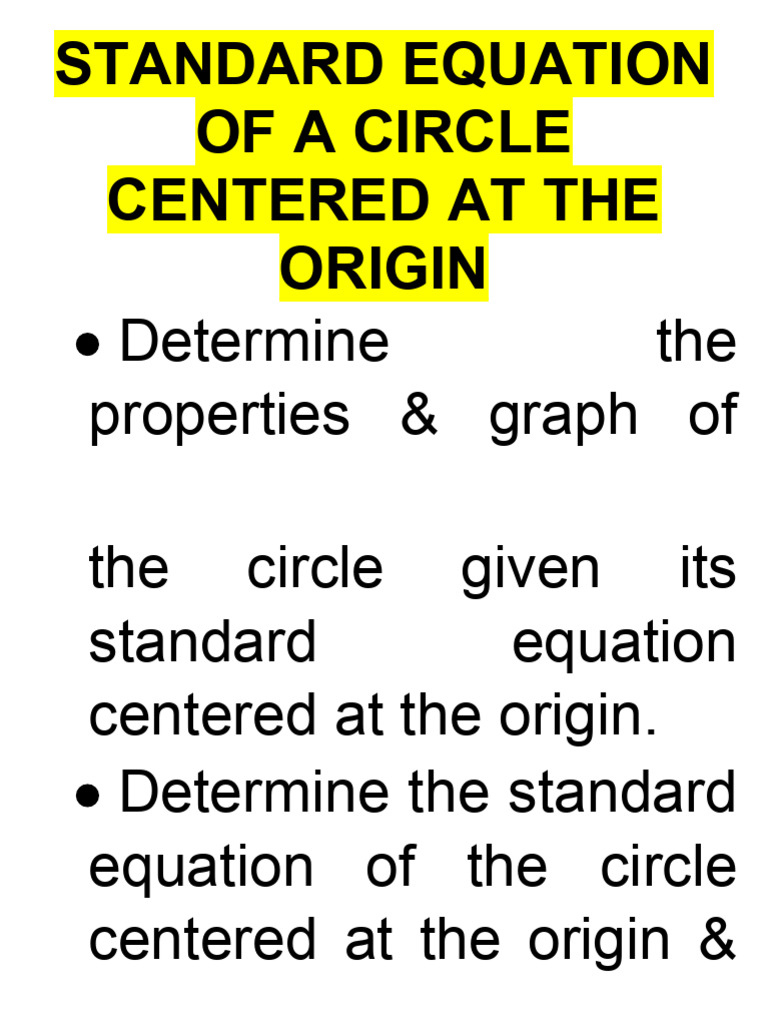 Circle Equation at Origin Explained | PDF | Teaching Methods & Materials