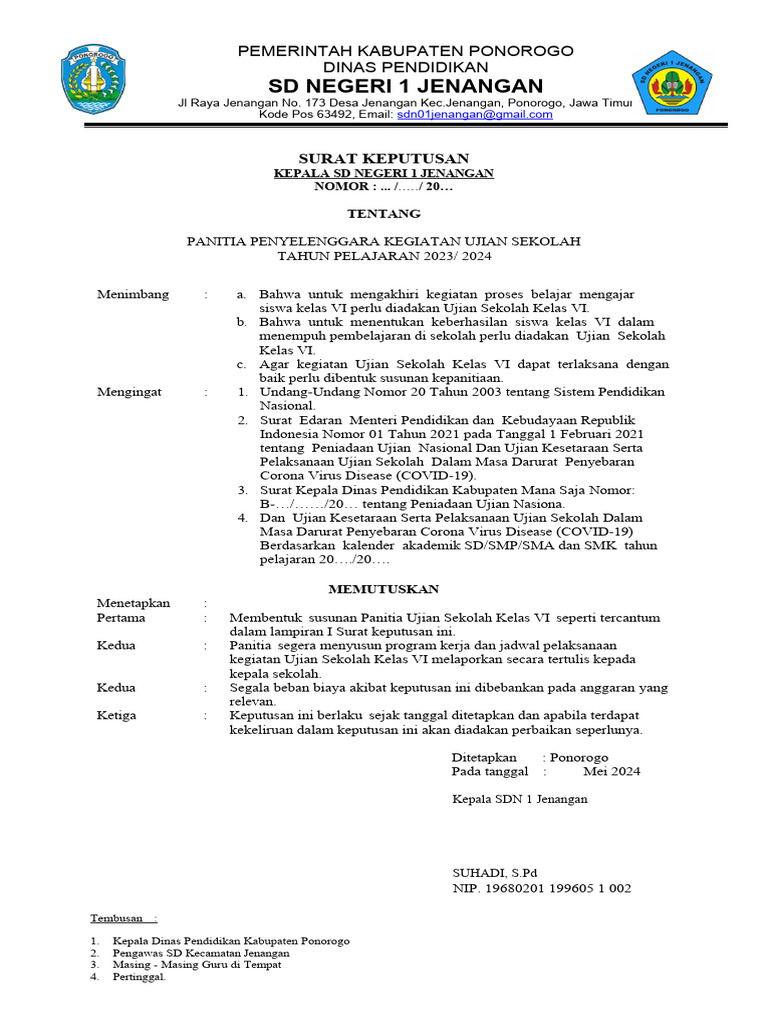 _sk_panitia_ujian_sekolah | PDF